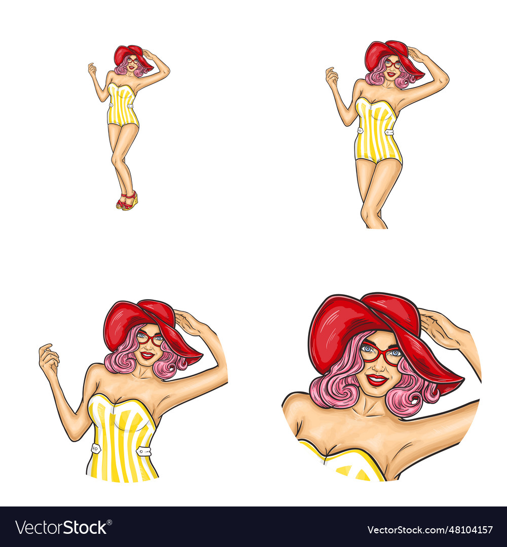 Set Of Pop Art Round Avatar Icons For Users Vector Image