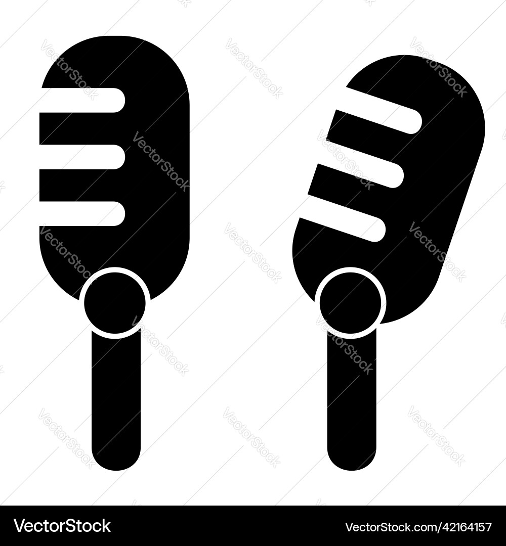 Simple set 2 silhouette of classic microphone Vector Image