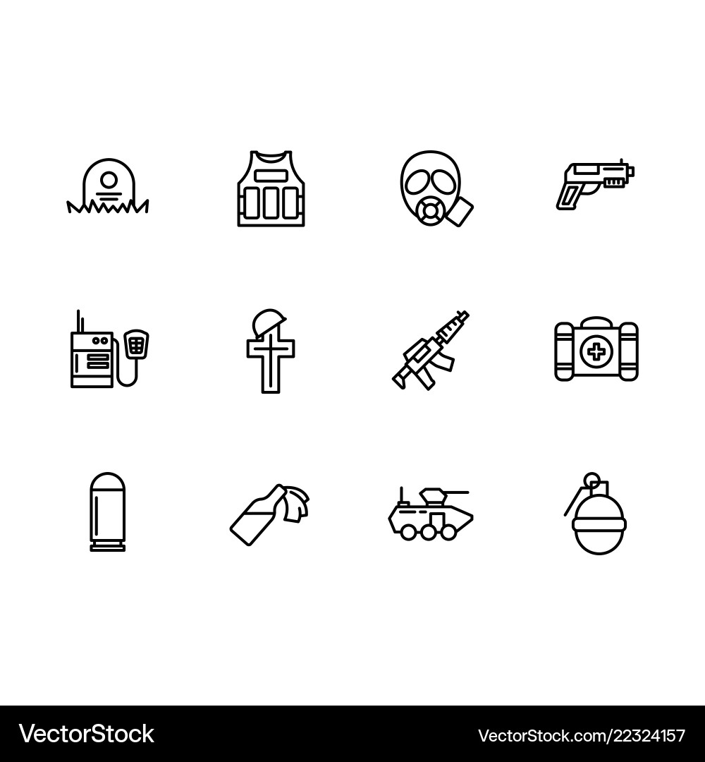 Simple set war army anti terrorism battle Vector Image