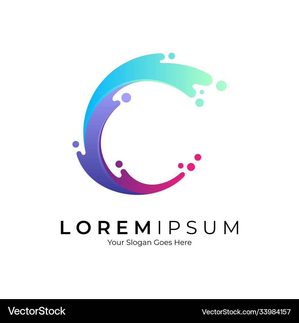 Water letter c logo design Royalty Free Vector Image