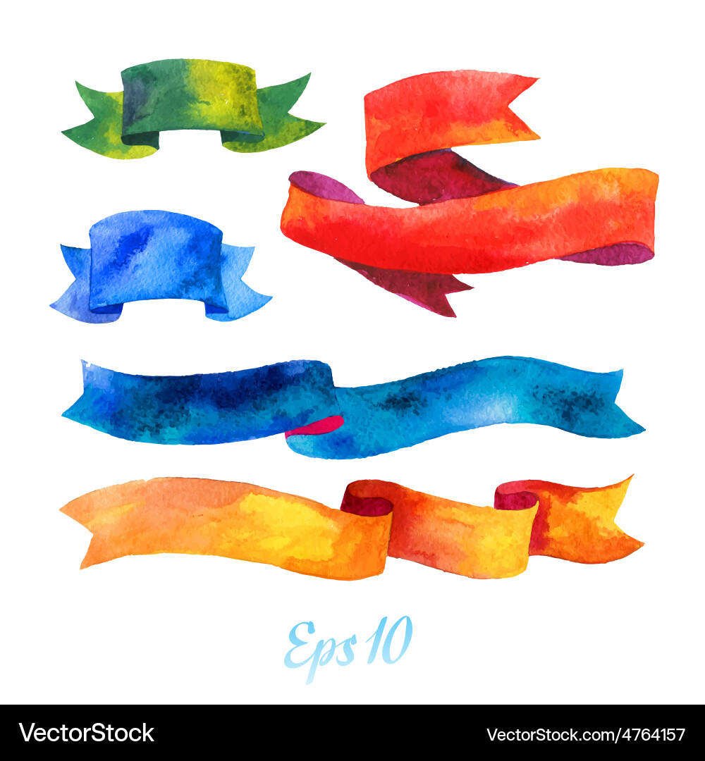 Watercolors ribbons and banners for text Vector Image