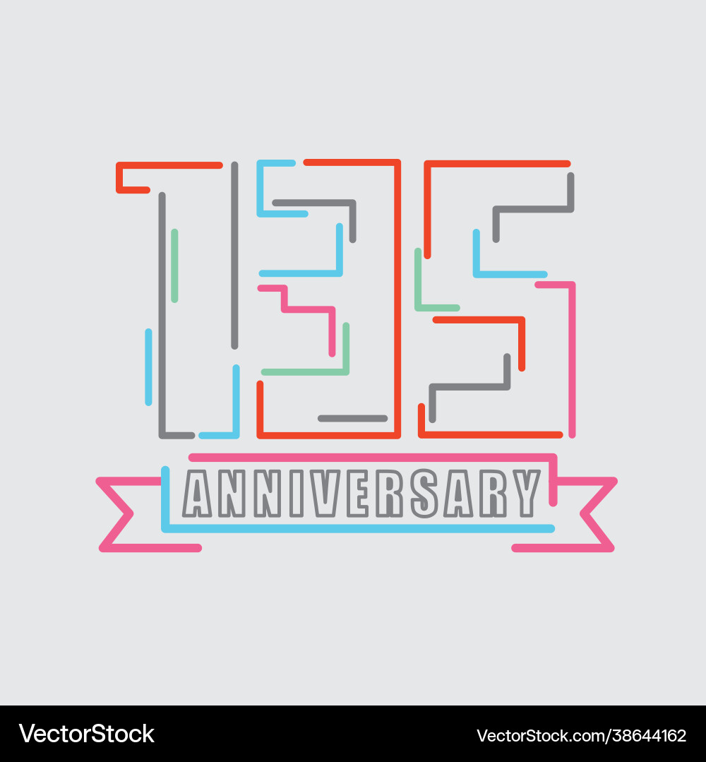 135th years anniversary logo birthday celebration Vector Image