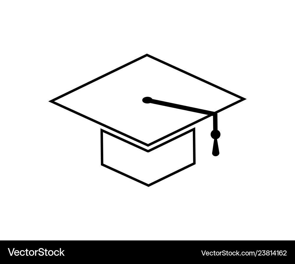 Academic cap with tassel line art icon Royalty Free Vector