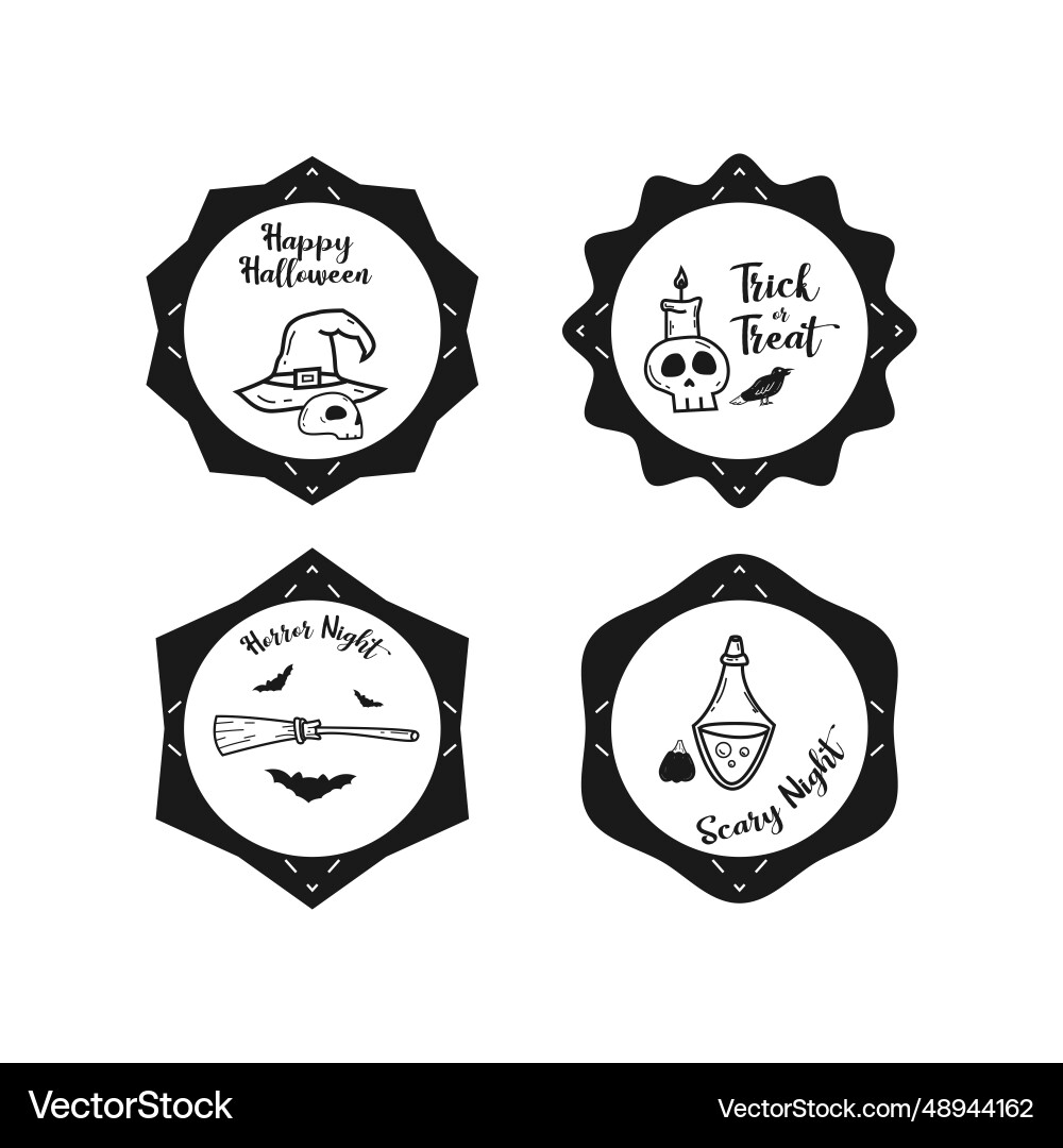 Badge stamp halloween design logo collection set Vector Image