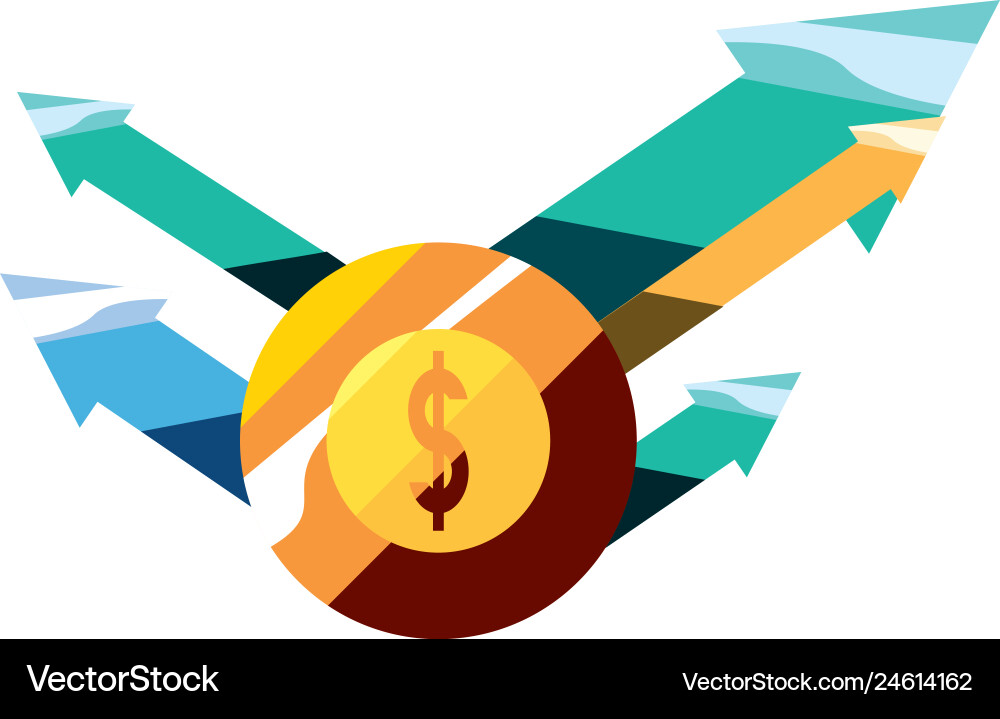 Coin finance up arrows Royalty Free Vector Image