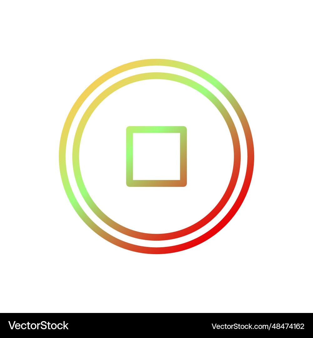 Coin icon gradient yellow green red colour Vector Image