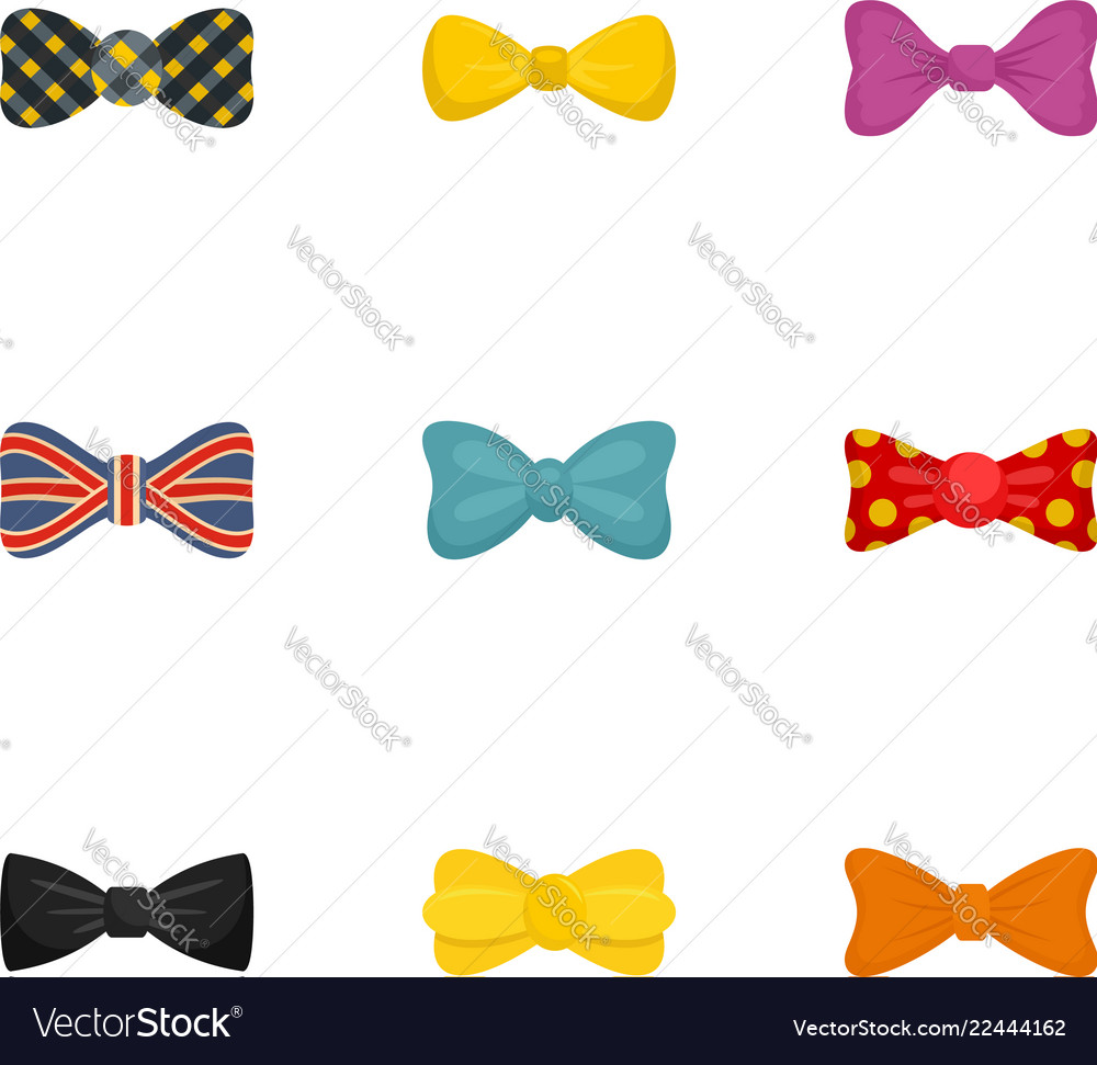Elegant bow tie icon set flat style Royalty Free Vector