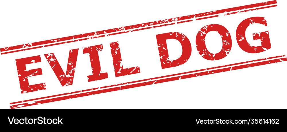 Evil dog stamp with grunged texture and double Vector Image