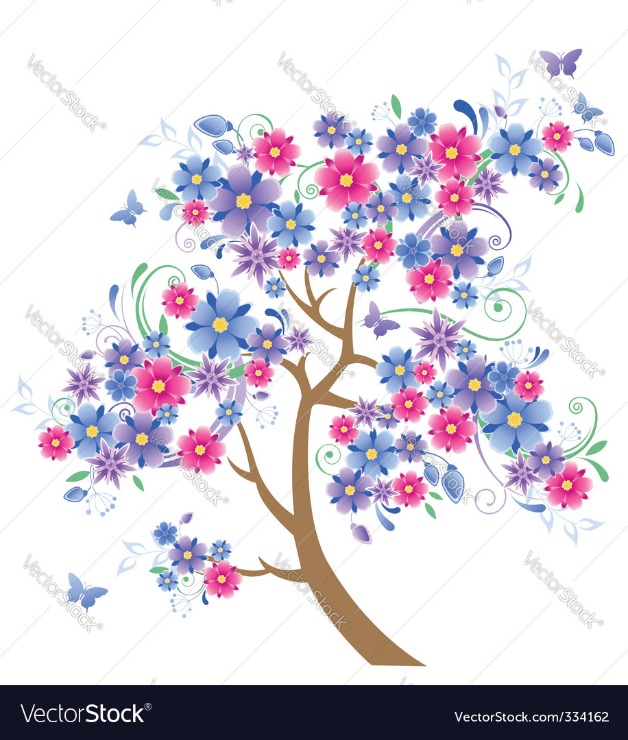 Flowering tree Royalty Free Vector Image - VectorStock