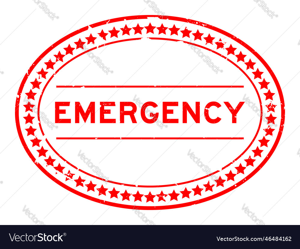 Grunge red emergency word oval rubber seal stamp Vector Image