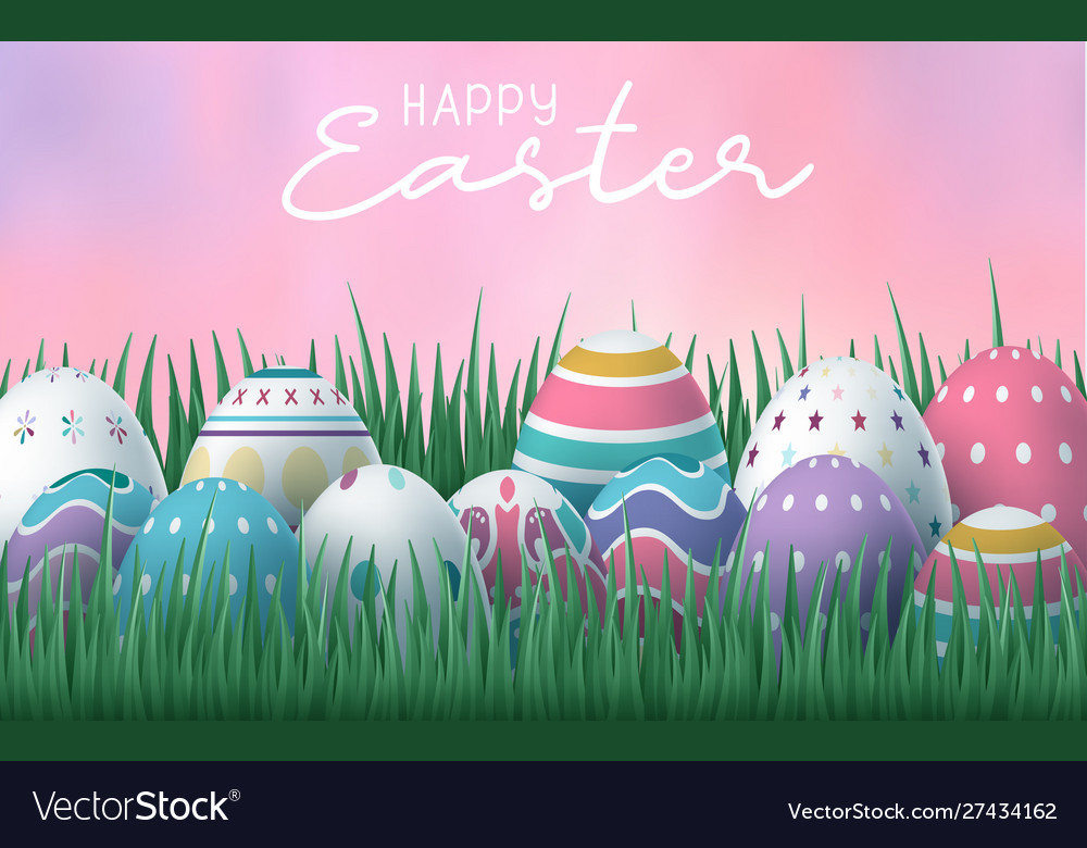 Happy easter background with realistic easter Vector Image