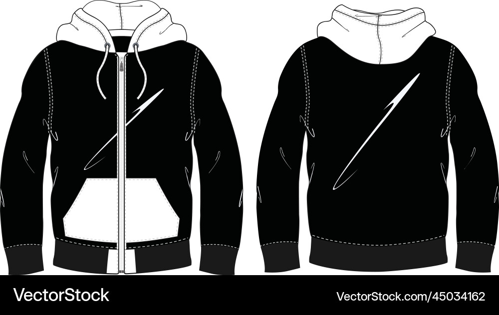 Hoodie full zip mock ups templates Royalty Free Vector Image