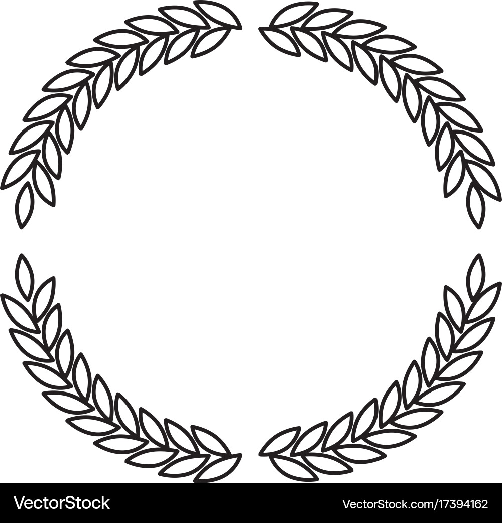 Olive branches forming circle in monochrome color Vector Image