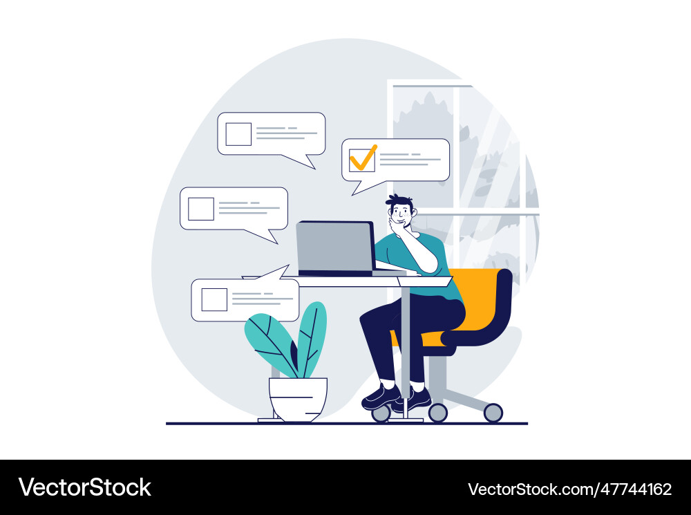 Online survey concept with people scene in flat Vector Image