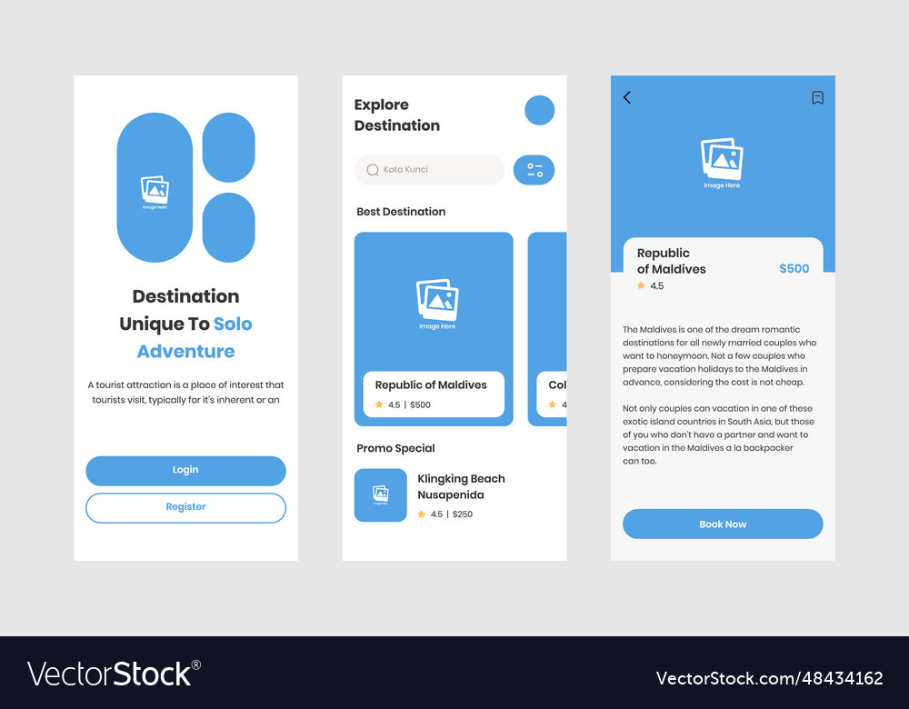 Travel ui design template Royalty Free Vector Image