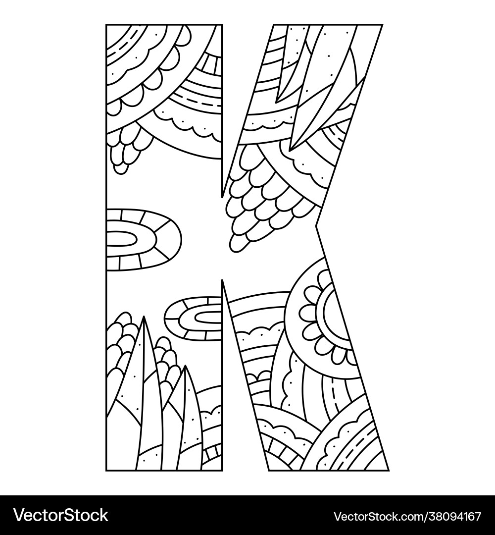 Alphabet coloring page capital letter Royalty Free Vector