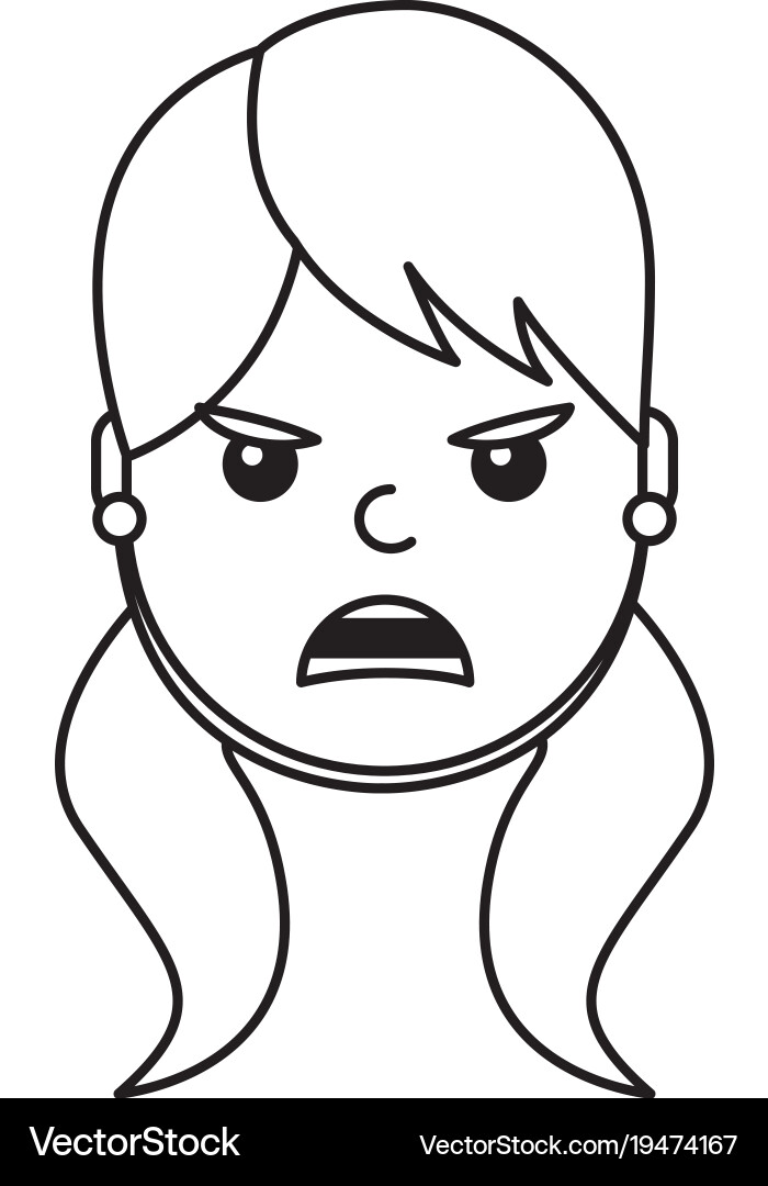 Angry young woman avatar character Royalty Free Vector Image