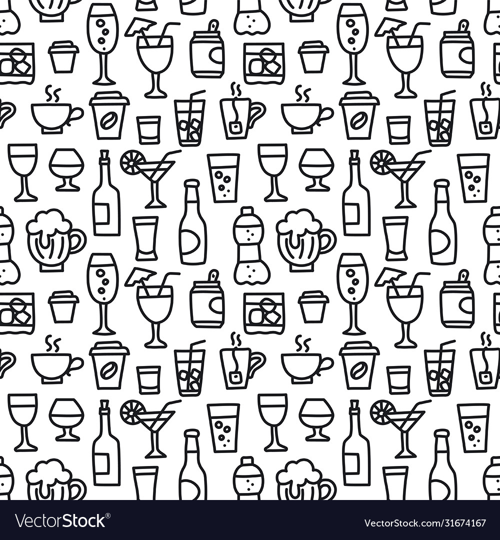 Beverages seamless pattern Royalty Free Vector Image