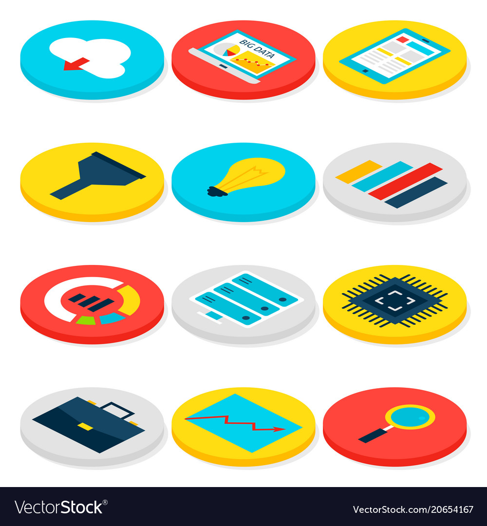 Big data business isometric icons Royalty Free Vector Image