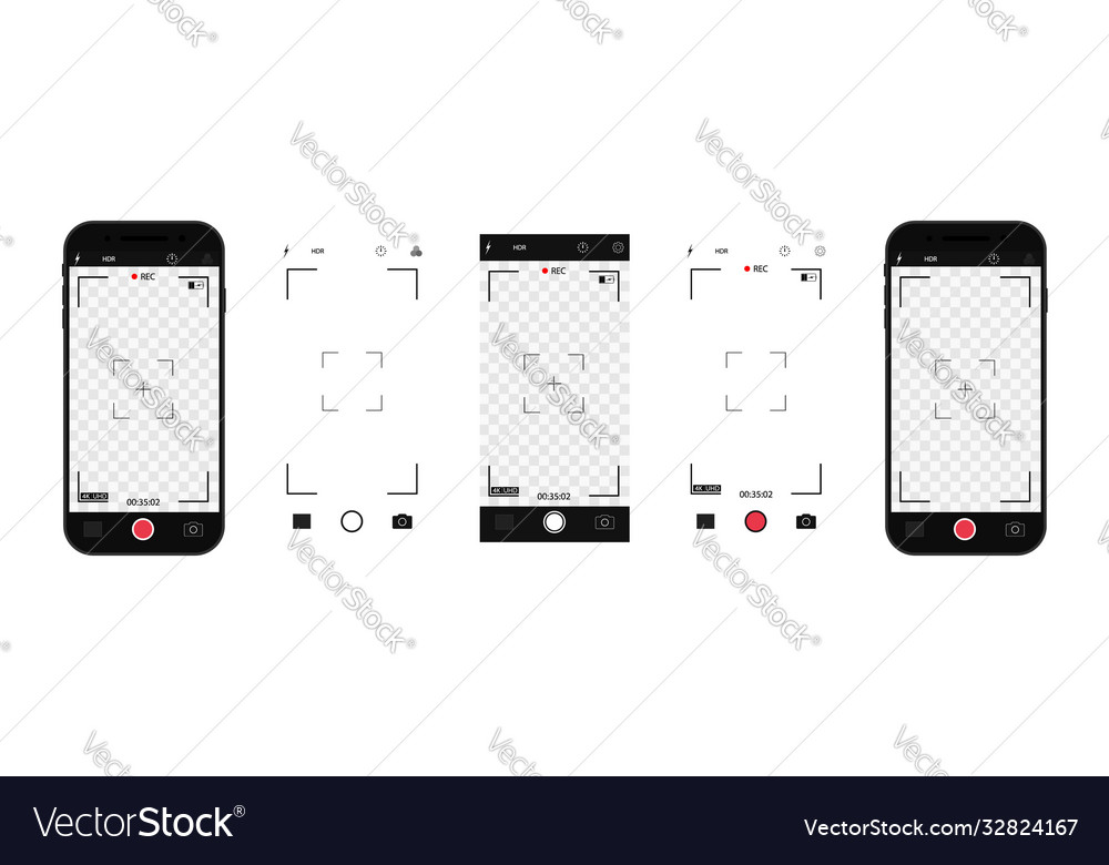 Camera interface in phone screen photo video ui Vector Image
