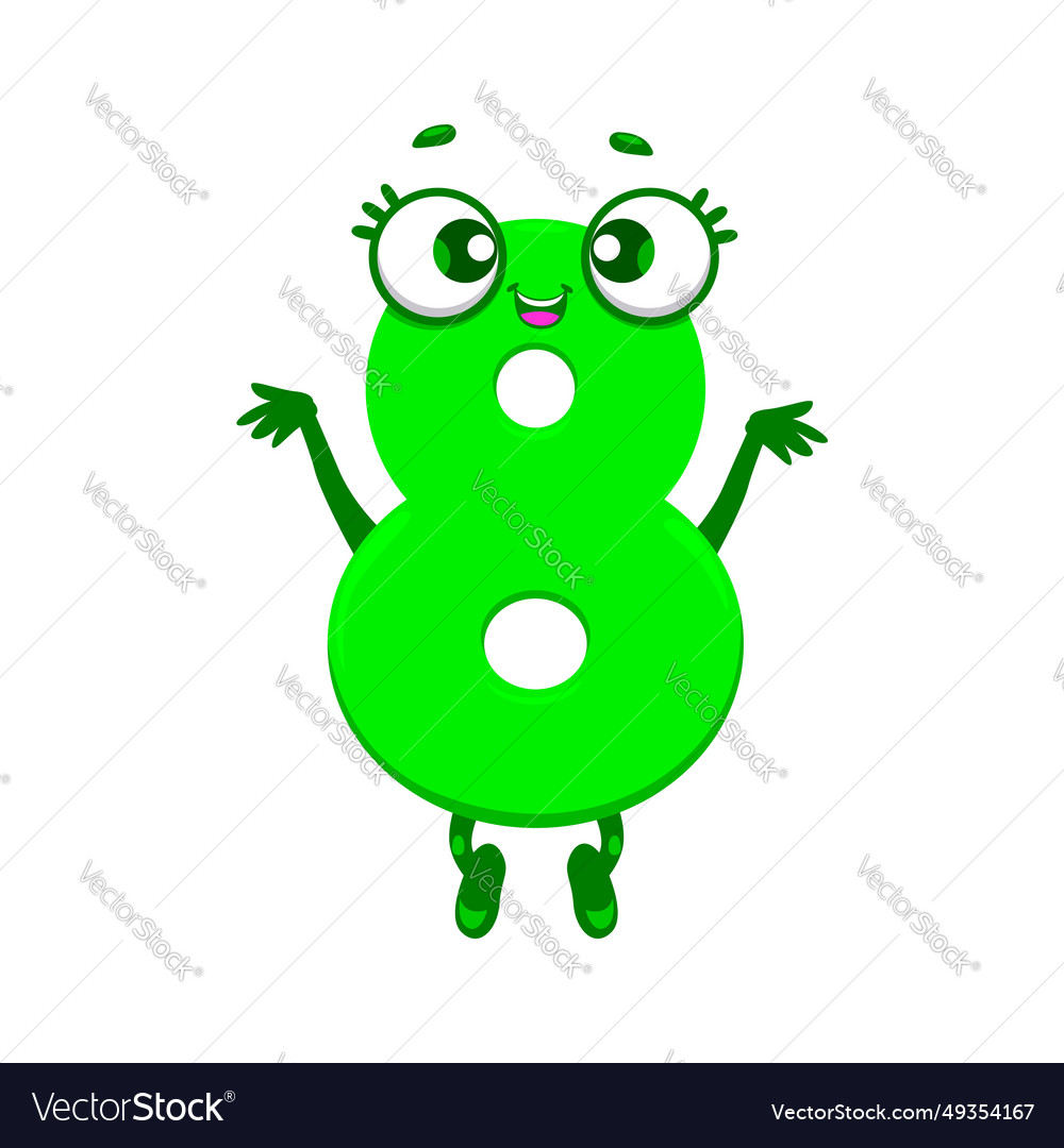 Cartoon funny math number eight 8 character Vector Image