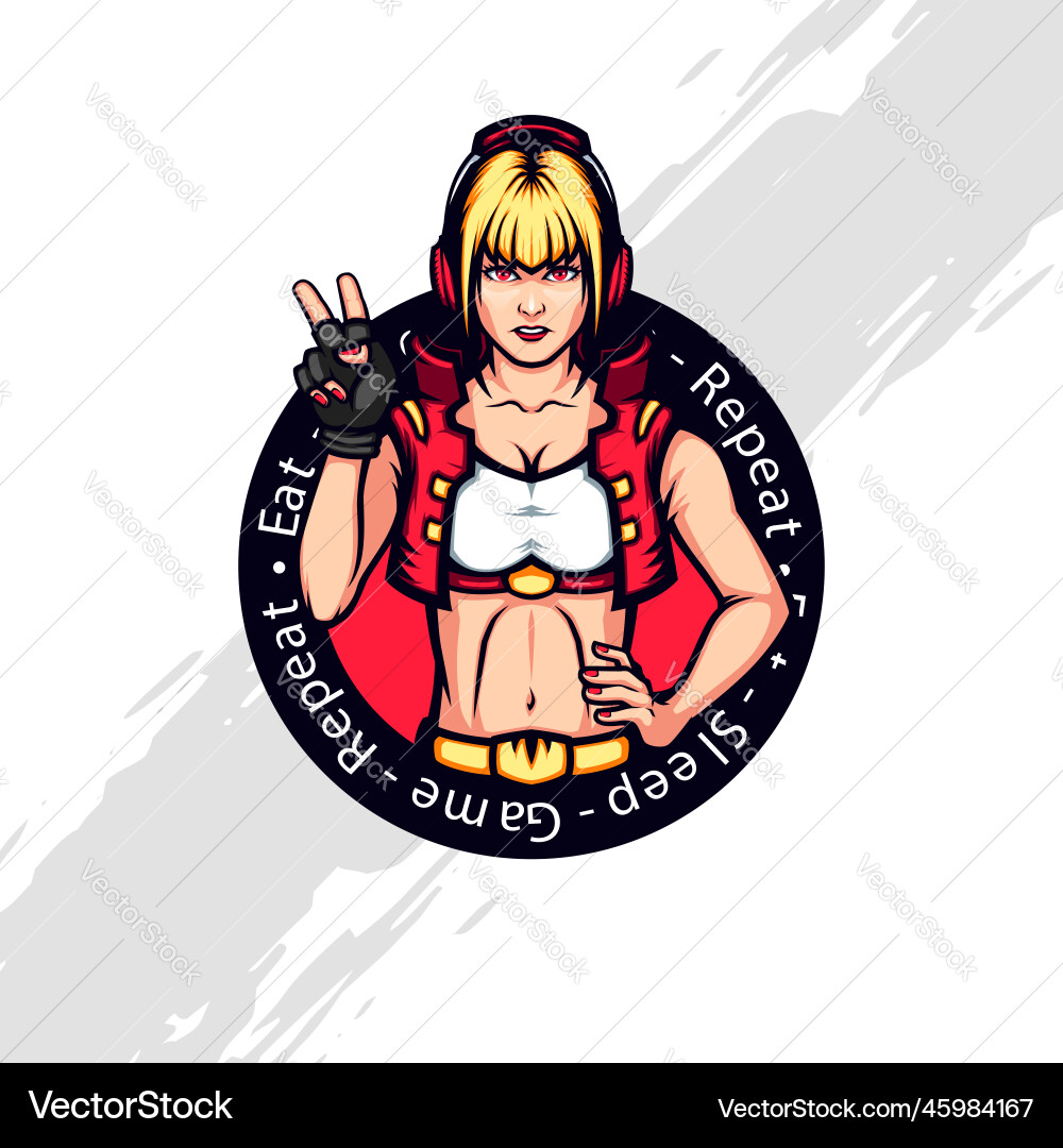 Cheers girl gamers mascot template Royalty Free Vector Image