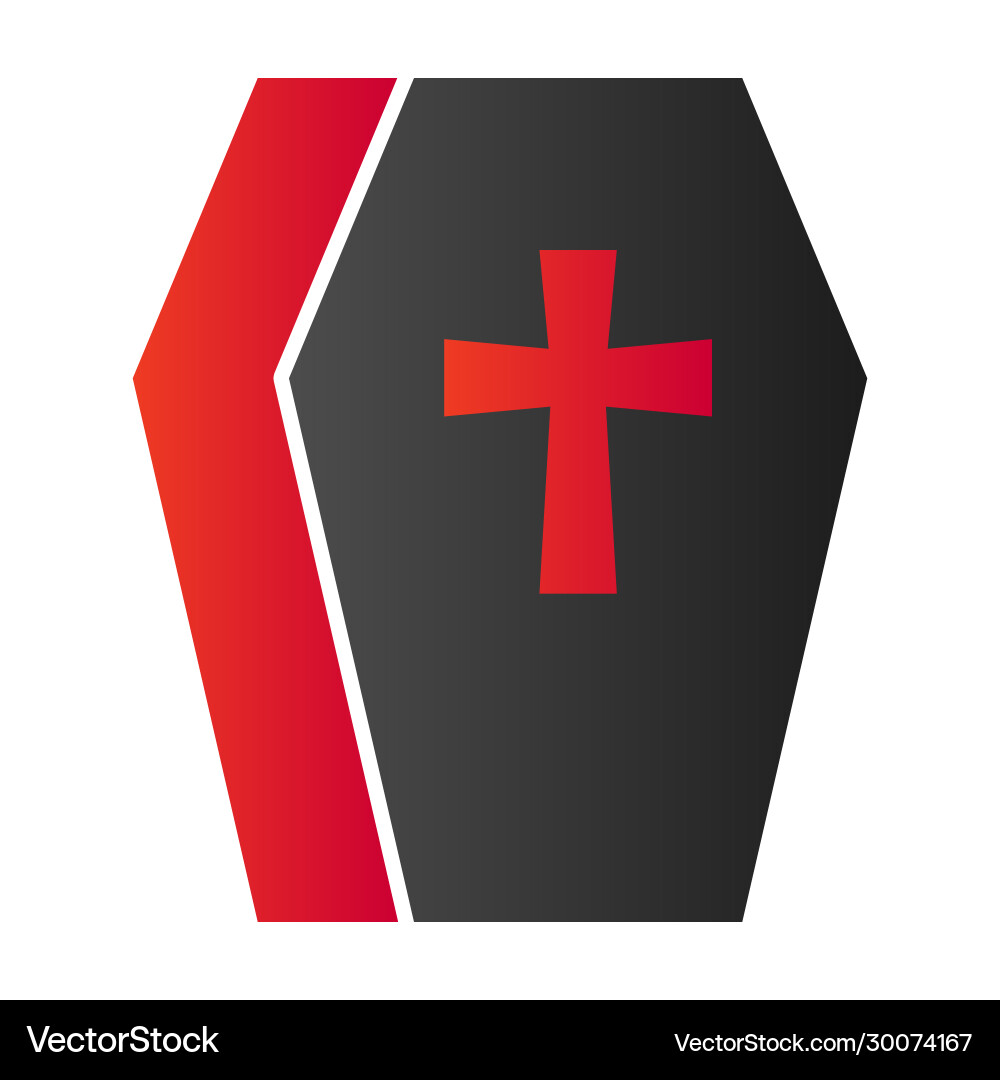 Coffin flat icon cemetery box with a cross sign Vector Image