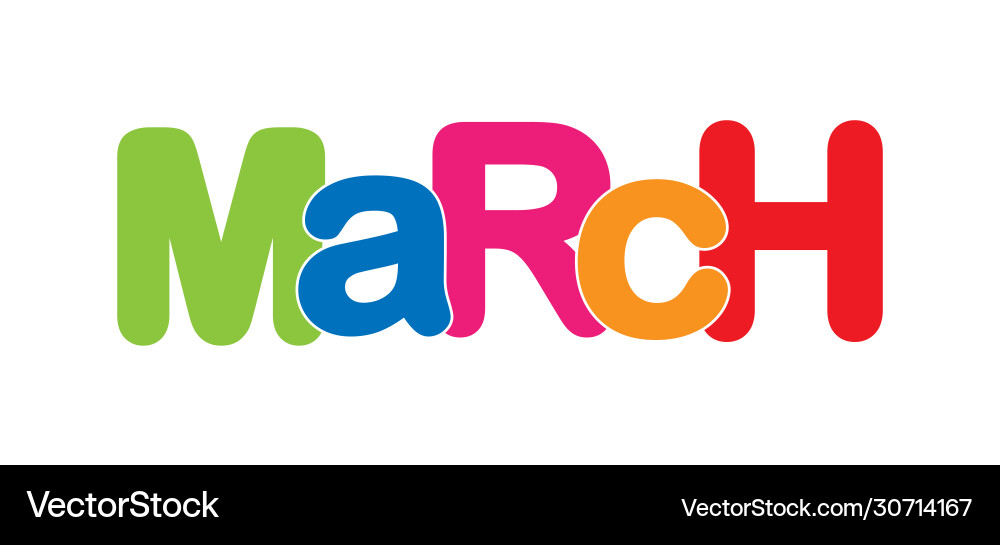 Colorful banner with inscription march Royalty Free Vector