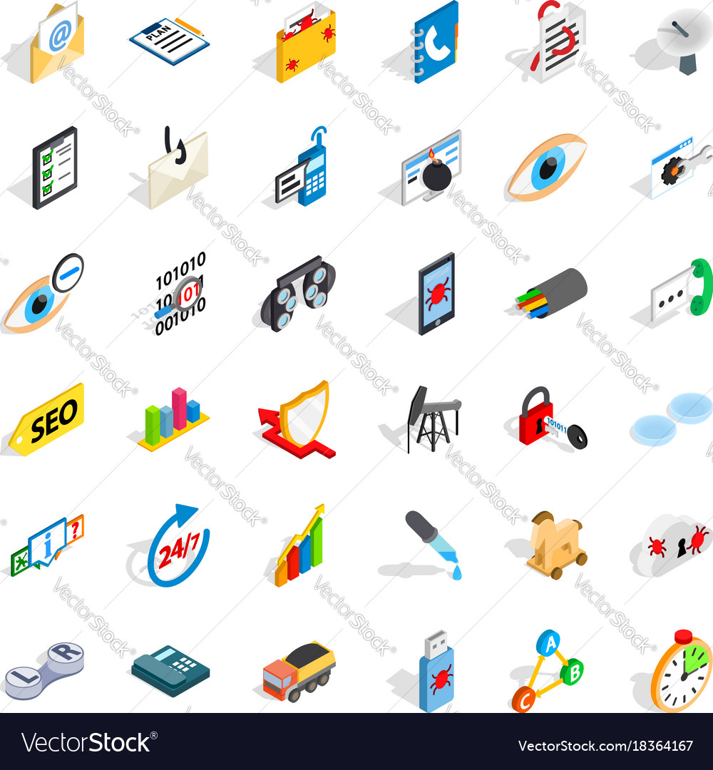 Isometric Computer Signs Symbols Icons