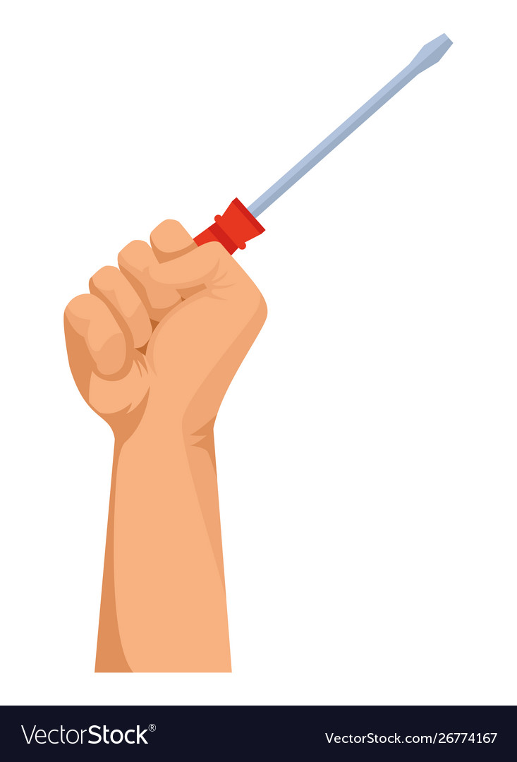 Construction worker hand holding tool Royalty Free Vector