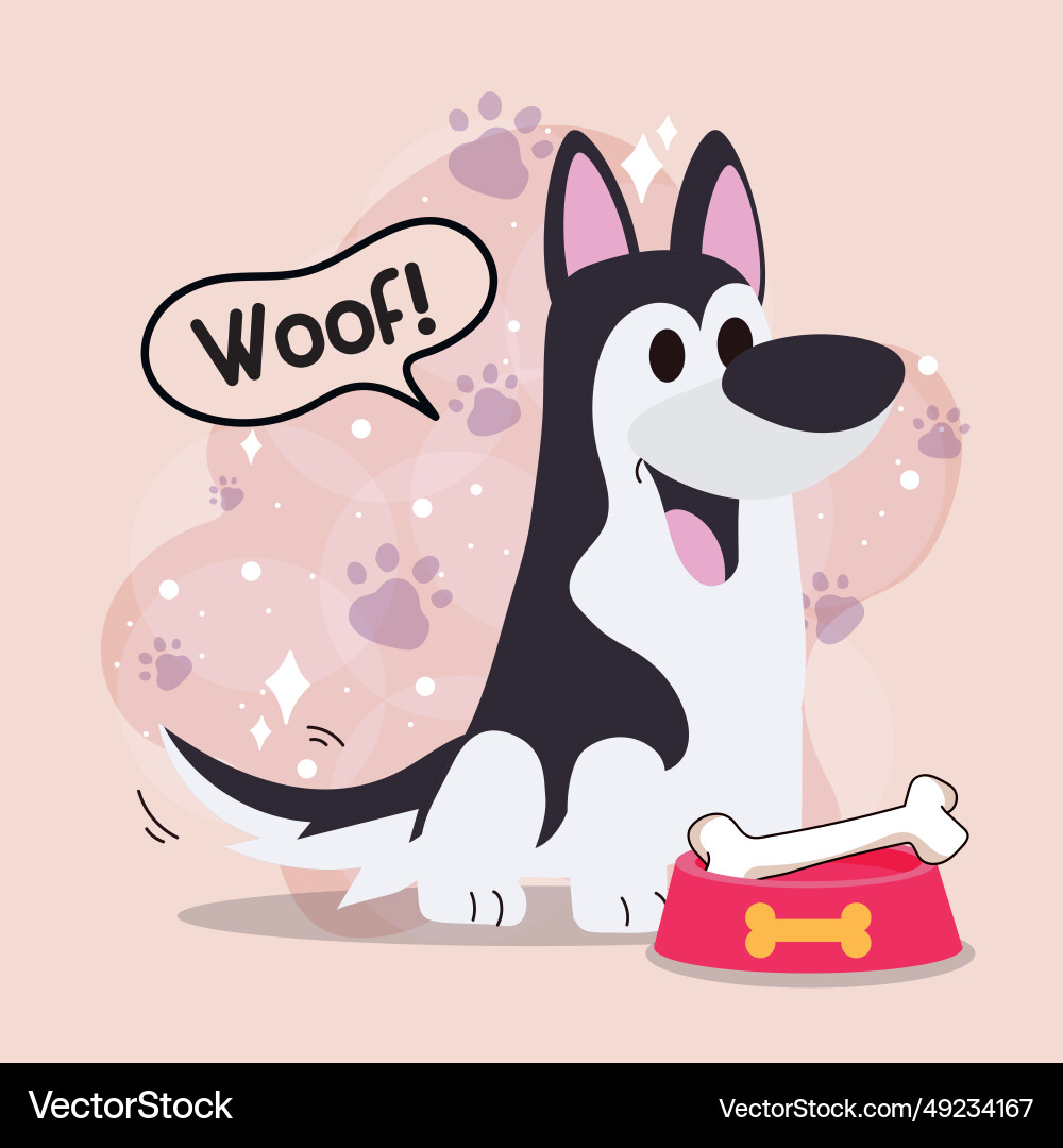 Cute husky dog cartoon character Royalty Free Vector Image