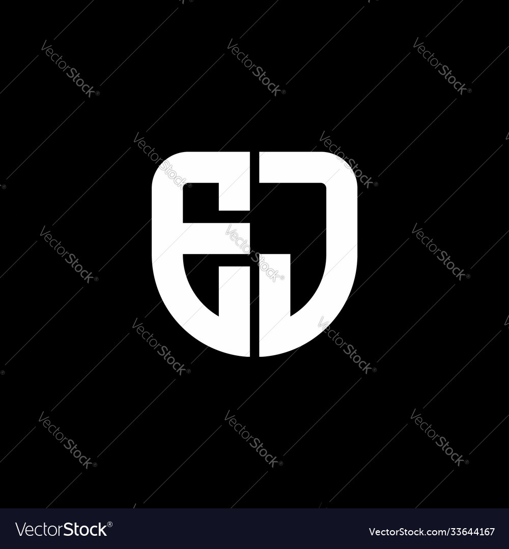Ej logo monogram with circular shape shield Vector Image