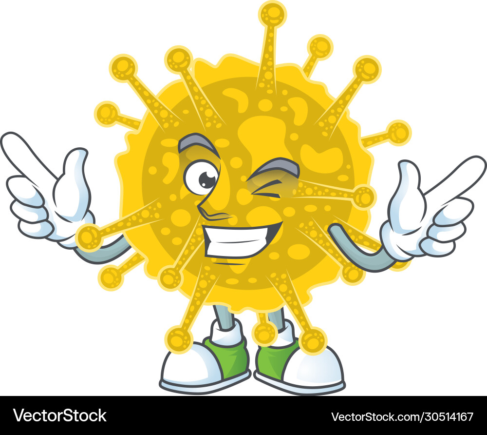 Funny coronavirus pandemic with wink eye face Vector Image