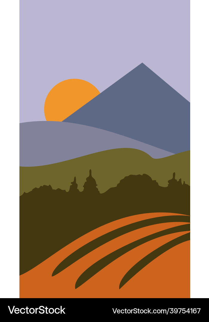 Nature landscape with field forest hills mountain Vector Image