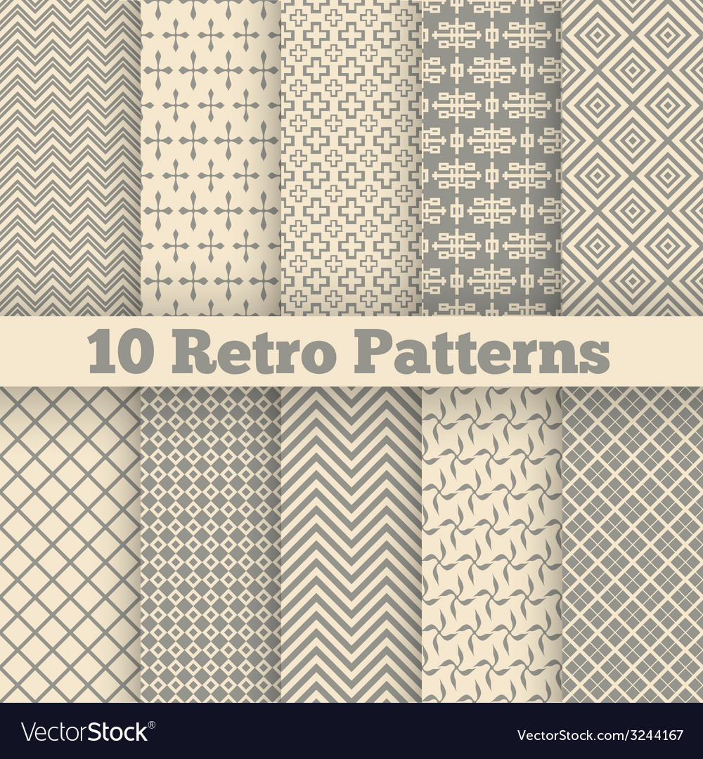 Retro different seamless patterns Royalty Free Vector Image
