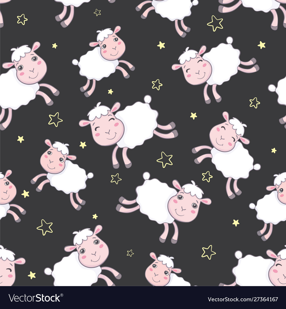 Seamless pattern with cute sheep Royalty Free Vector Image