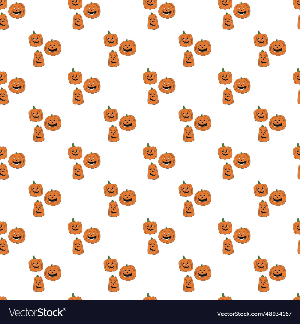 Seamless pattern with three halloween pumpkins Vector Image
