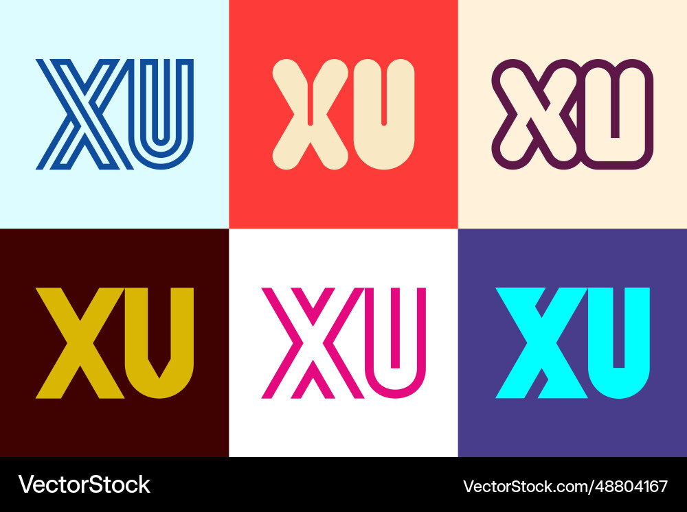 Set of letter xu logos Royalty Free Vector Image