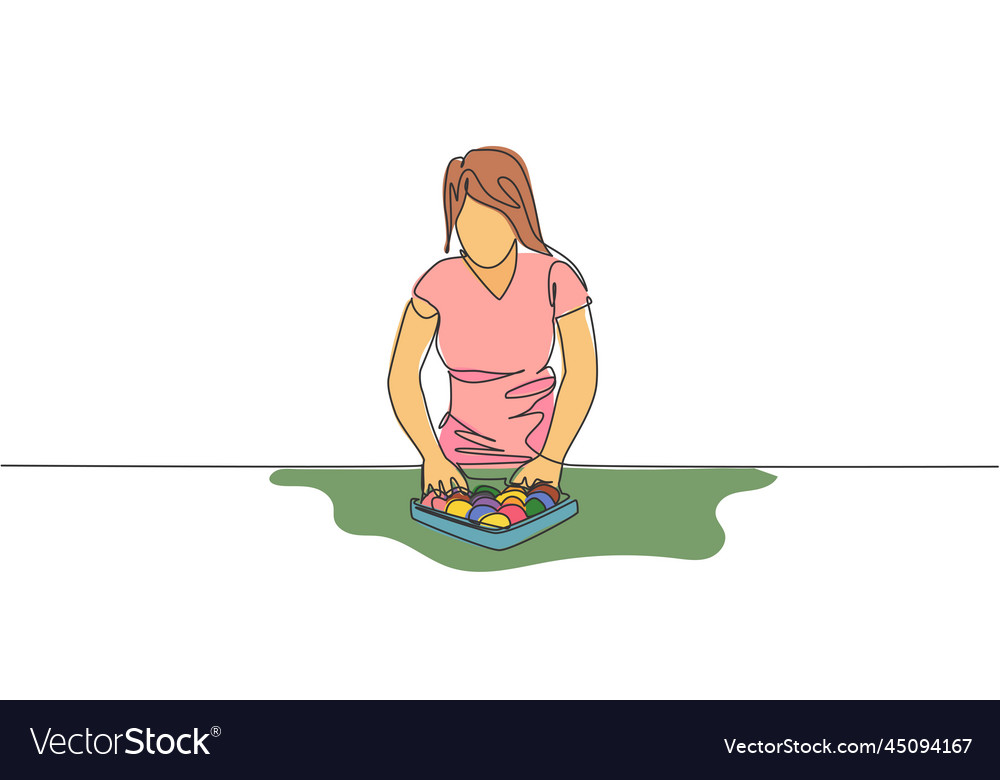 Single continuous line drawing of young beauty Vector Image