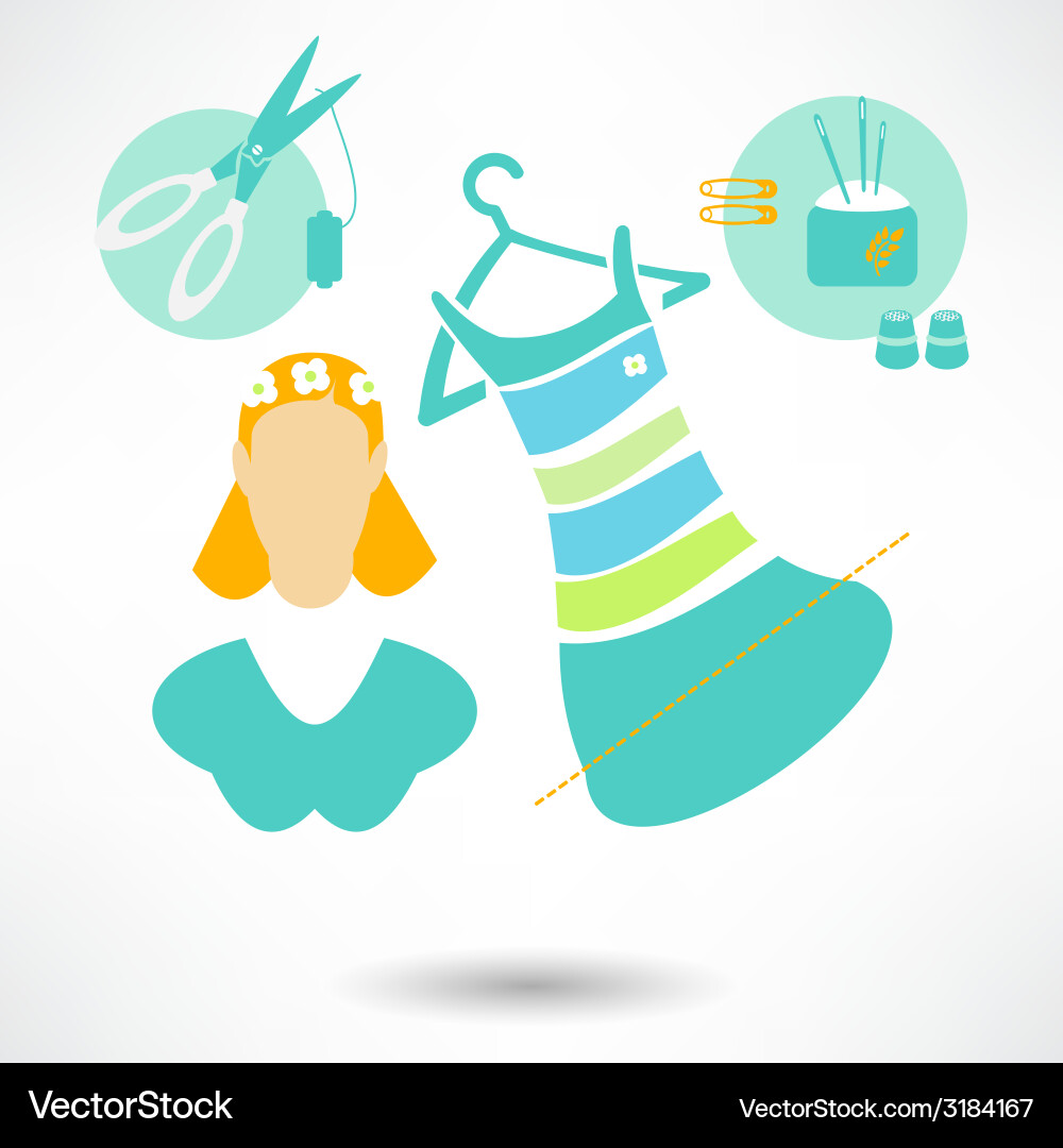 Woman seamstress work on the sewing-machine Vector Image