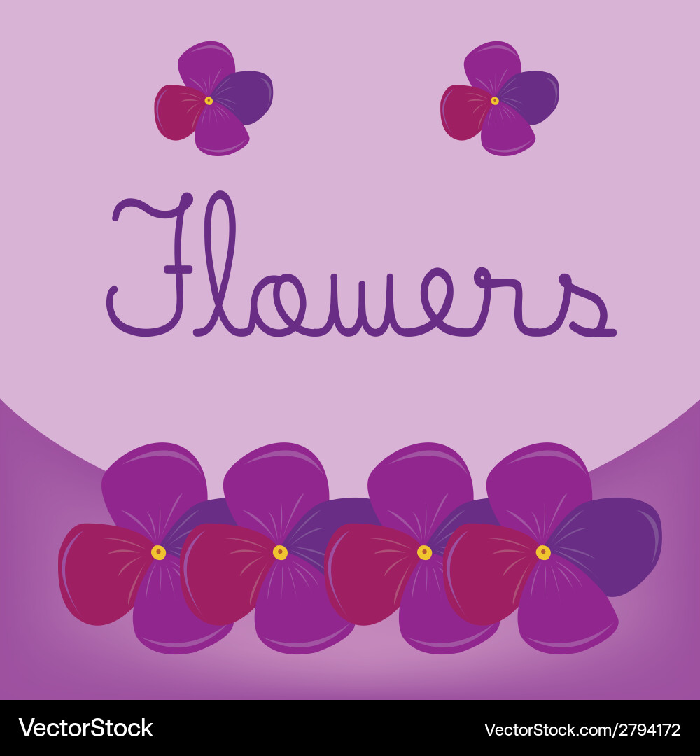 A card with group purple flowers and text Vector Image