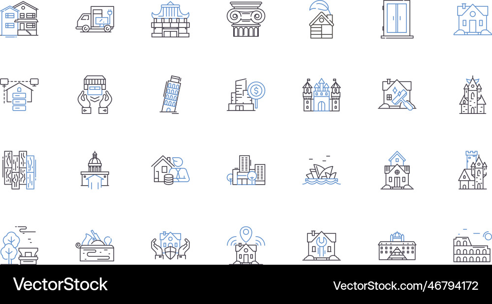 Apartments line icons collection spacious Vector Image