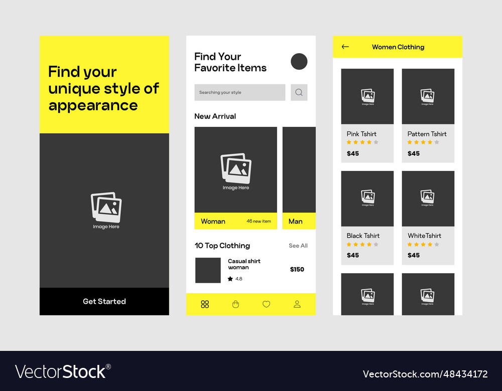 Clothing ui design template Royalty Free Vector Image