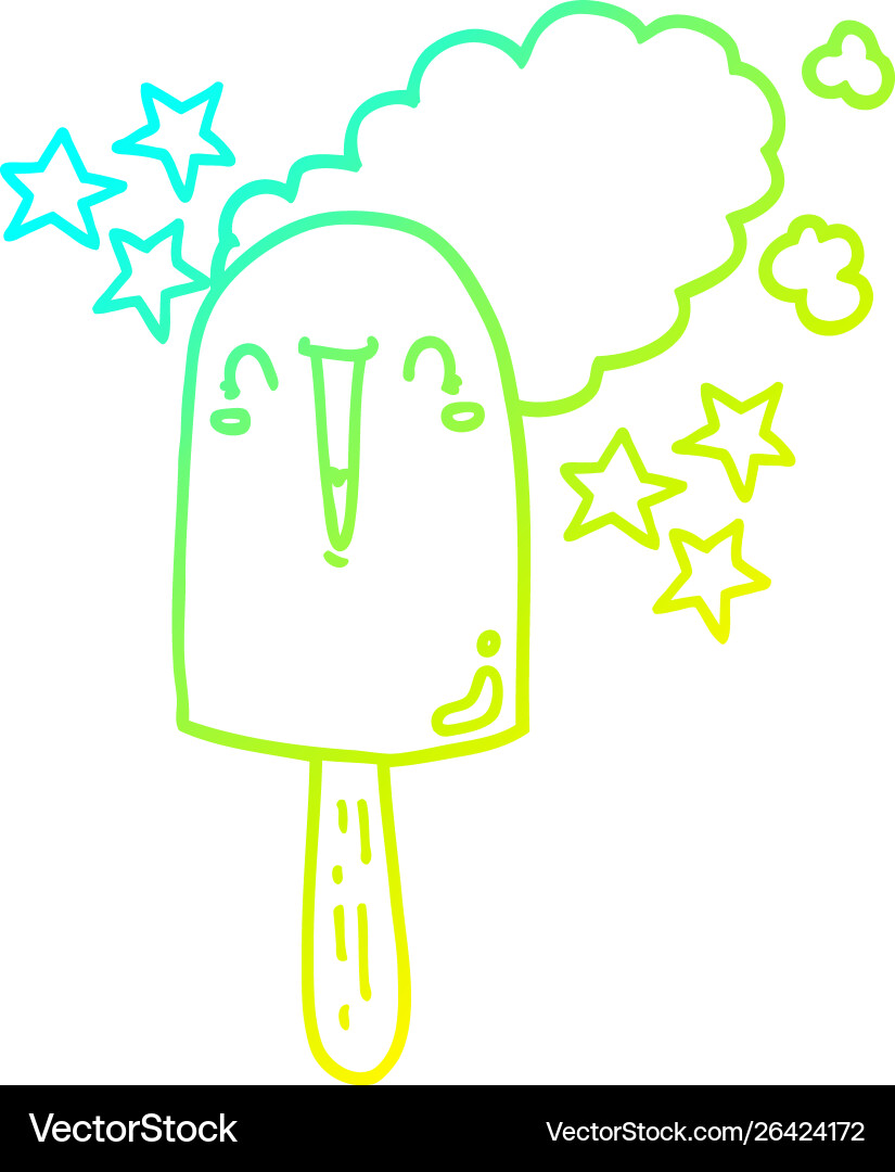 Cold gradient line drawing cute cartoon ice lolly Vector Image