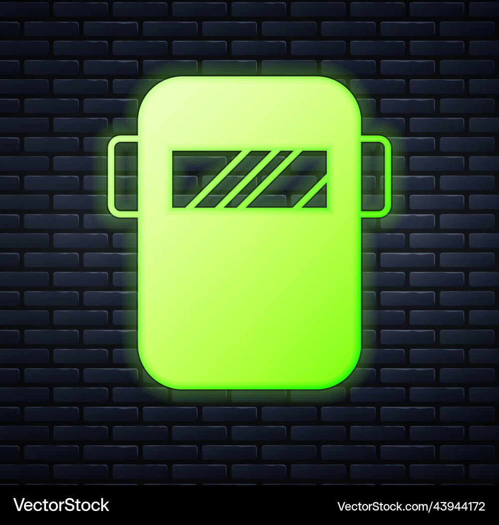 Glowing neon protective welding mask helmet icon Vector Image