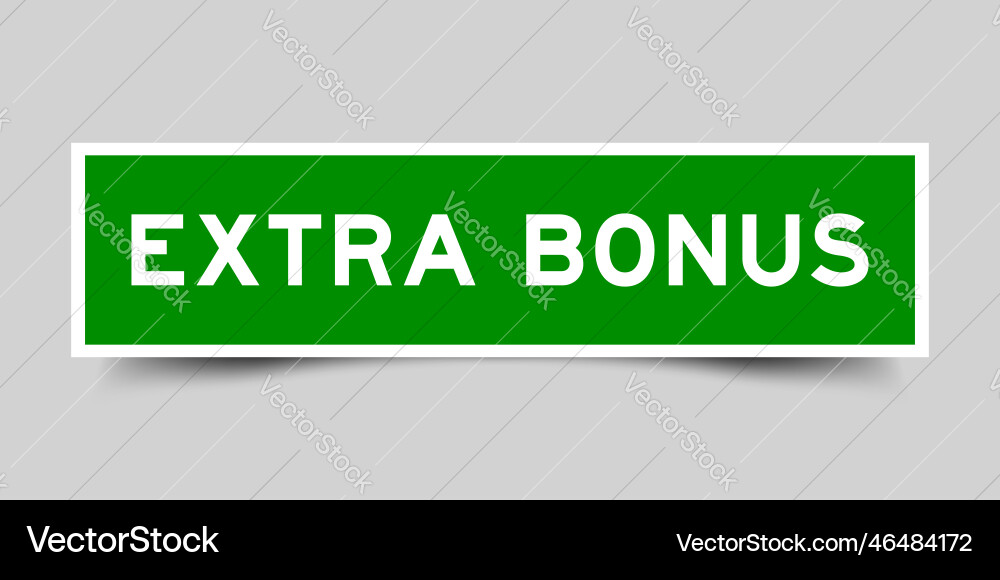 Green color square shape sticker label with word Vector Image