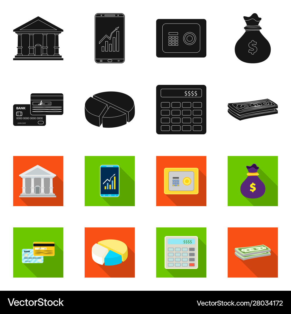 Isolated object bank and money logo set Royalty Free Vector