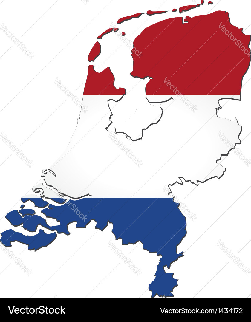 Map of netherlands with national flag Royalty Free Vector