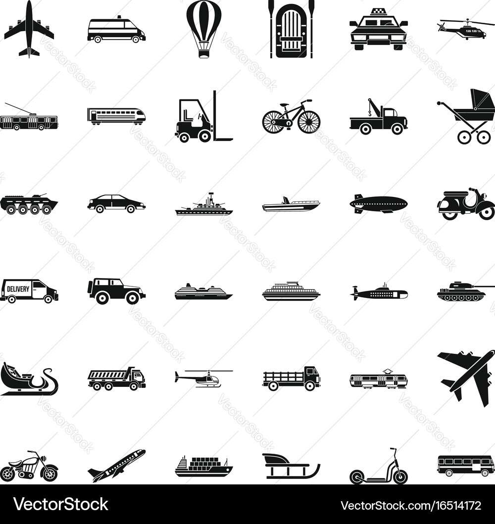 Moving transport icons set simple style Royalty Free Vector