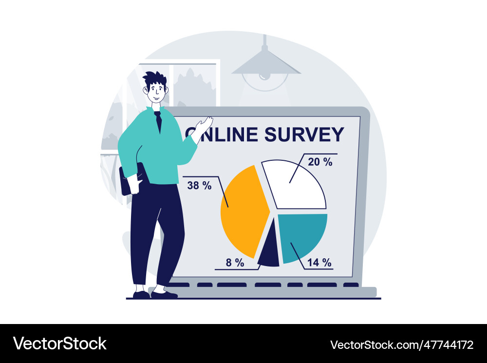 Online survey concept with people scene in flat Vector Image